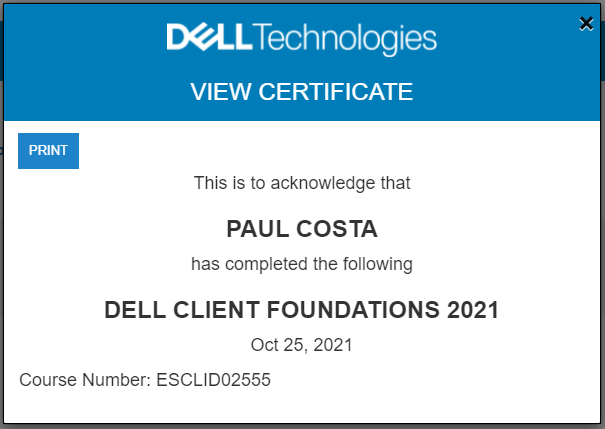Dell Certs | Paul Costa